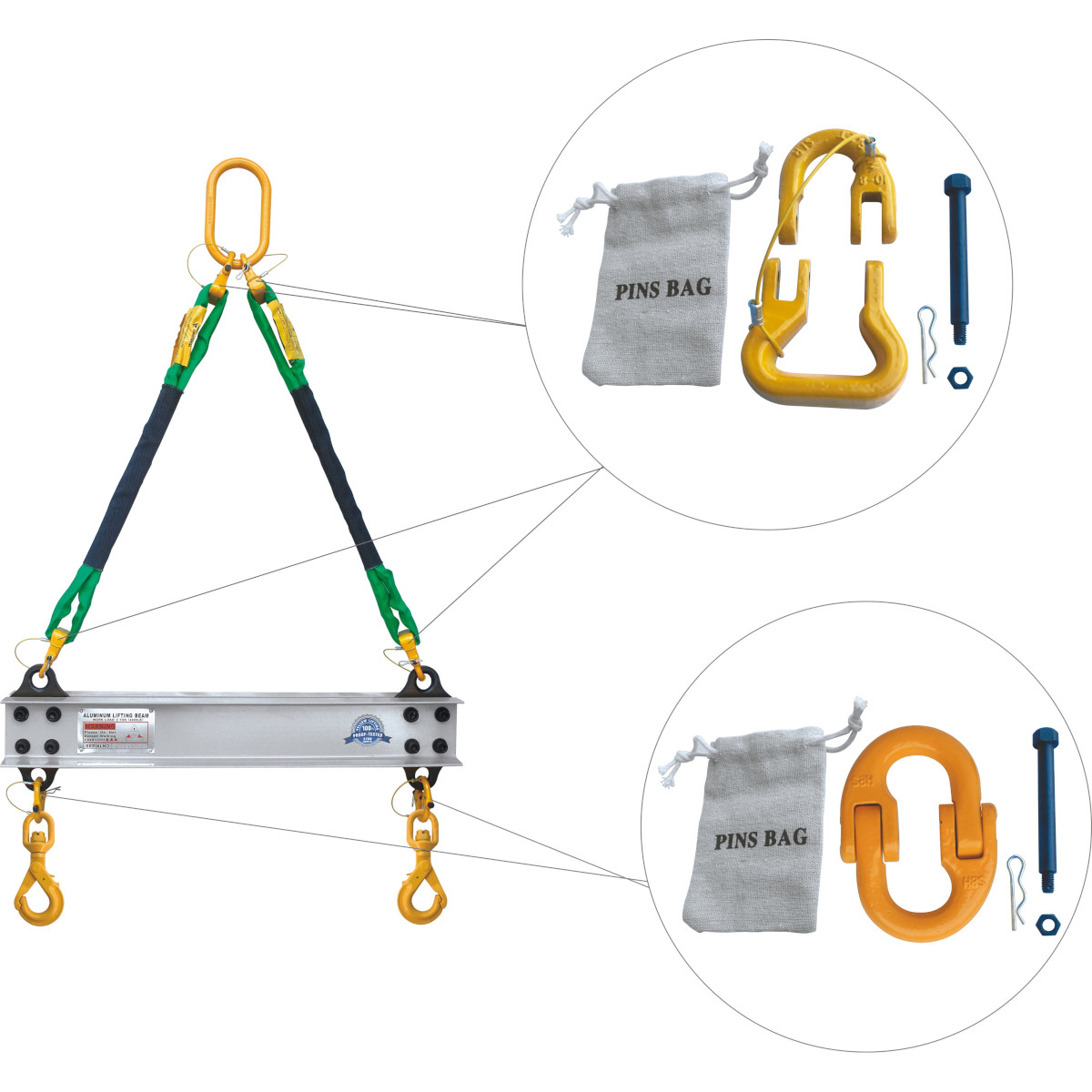 2T Aluinum 2' Spreader Beam Bar w/Swivel Hook w/ 2 FT Sling [223141 ...